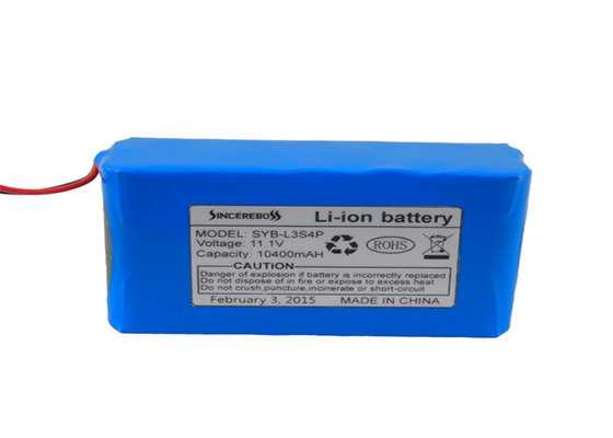 China 11.1V 10400mAh Custom Robot Battery Pack 3S4P With 4-5H Charging Time , Steady Performance supplier