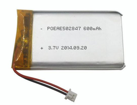 China 600mAh Polymer Lithium Ion Battery / 3.7V Lithium Polymer Cell With 28mm Width supplier
