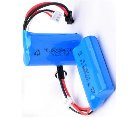 China 14500 Rechargeable Battery Pack 7.4V 650mah For LED Torch / Mini Speaker , Blue Color Wrap supplier